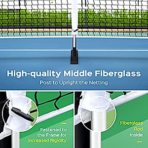 niupipo Pickleball Paddles/Pickleball Net - Pickleball Paddle Set of 2 w/Fiberglass Surface & 2 Durable Overgrips, Portable Pickleball Net System with Metal Frame Stand & Carrying Bag, Great for Fun