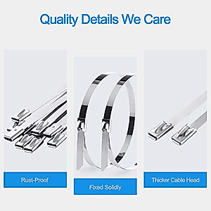 Tskcos 100PCS 11.8 Inch Metal Cable Zip Ties Heavy Duty,Premium Stainless Steel Cable Zip Ties with 198LBS Tensile Strength,Self-Locking Stainless Steel Wire Ties for Indoor and Outdoor