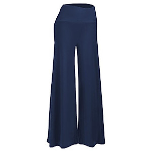 Arolina Women's Stretchy Wide Leg Palazzo Lounge Pants Casual Comfy High Waist Palazzo Pants Navy Blue