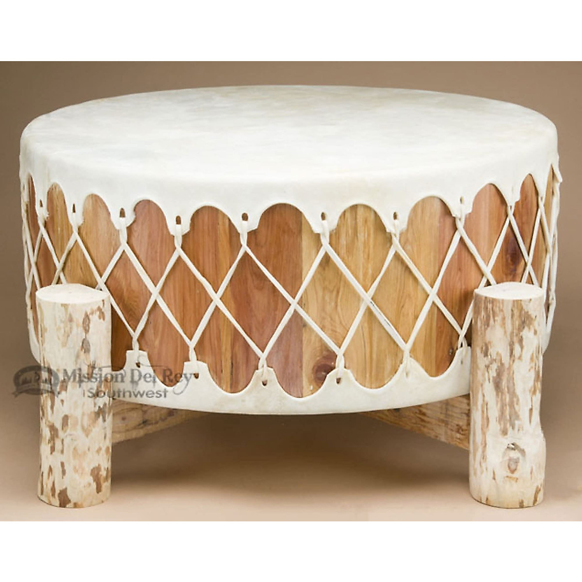 Cedar Pow Wow Drum - Tarahumara 24"x10" White