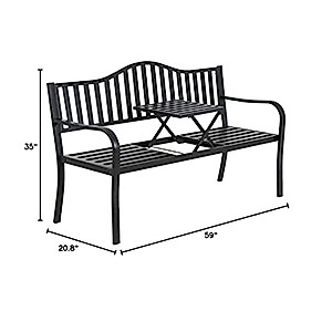 Metal Garden Bench Park Bench Bench Chair Outdoor Benches Clearance Patio Bench Yard Bench Porch Work Entryway Steel Frame Furniture