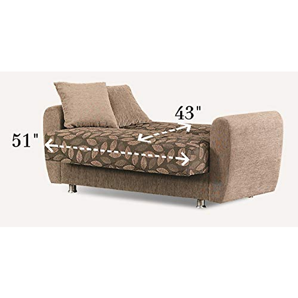 BEYAN Chestnut 2016 Collection Living Room Convertible Storage Loveseat with Storage Space, Includes 2 Pillows, Dark Brown