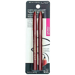 Maybelline Expert Eyes Twin Brow And Eye Pencils, Velvet Black [101], 2 ea (Pack of 2)