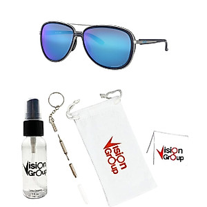 Oakley OO4129 Split Time Sunglasses+ Vision Group Accessories Bundle (Navy/Prizm Sapphr Iridium Polarized (412907))
