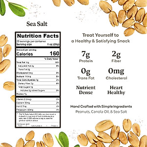 Belmont Peanuts Gourmet Sea-Salted Virginia Peanuts, 20 oz (Pack of 1) | Only 3 Simple Ingredients, No Preservatives, 7g Protein | A Premium, Salty, Crunchy, Hand-Seasoned, Peanut Snack