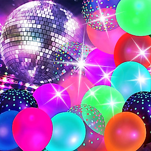 3 otters 42PCS Glow Balloons Assorted, 12" UV Neon Balloons with Dots Neon Glow in the Dark Balloons Party Fluorescent Balloons for Birthday Wedding Glow Party Supplies