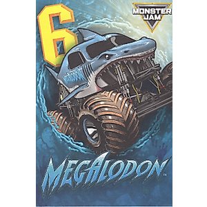 Today and Always by American Greetings Monster Jam Happy 6th Sixth Birthday (Age 6) Coloring Card Featuring Megalodon - Have a Monster-Sized Monster-Jammin' Birthday