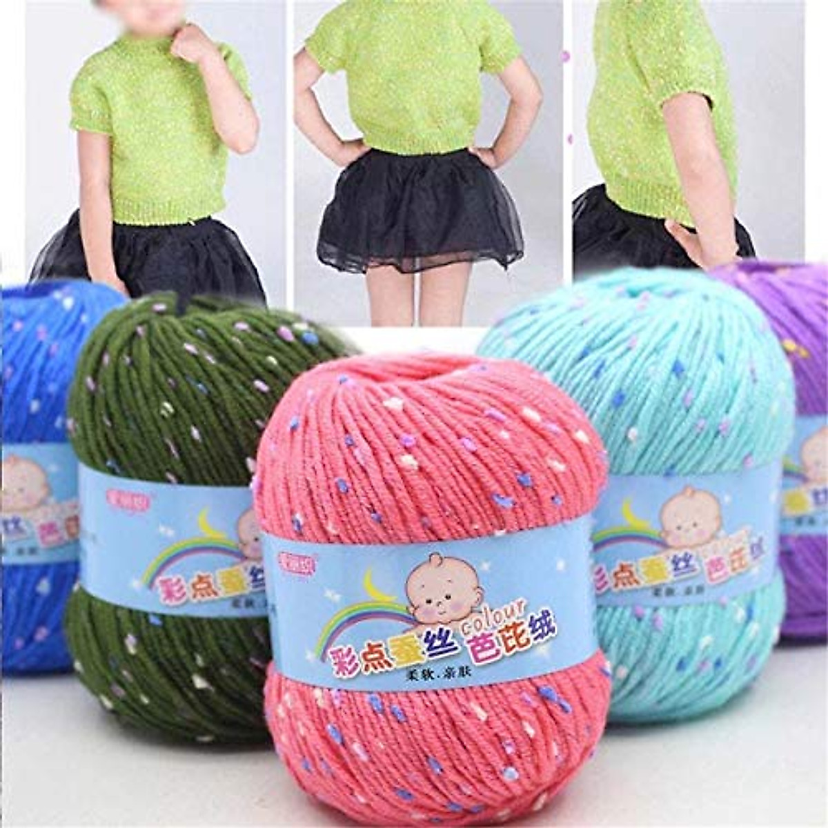 6 Pack of Colourful Cotton Knitting Crochet Yarn Sweater Supersoft Yarn Set for Baby Blankets and Clothes Hat Scarf 300g
