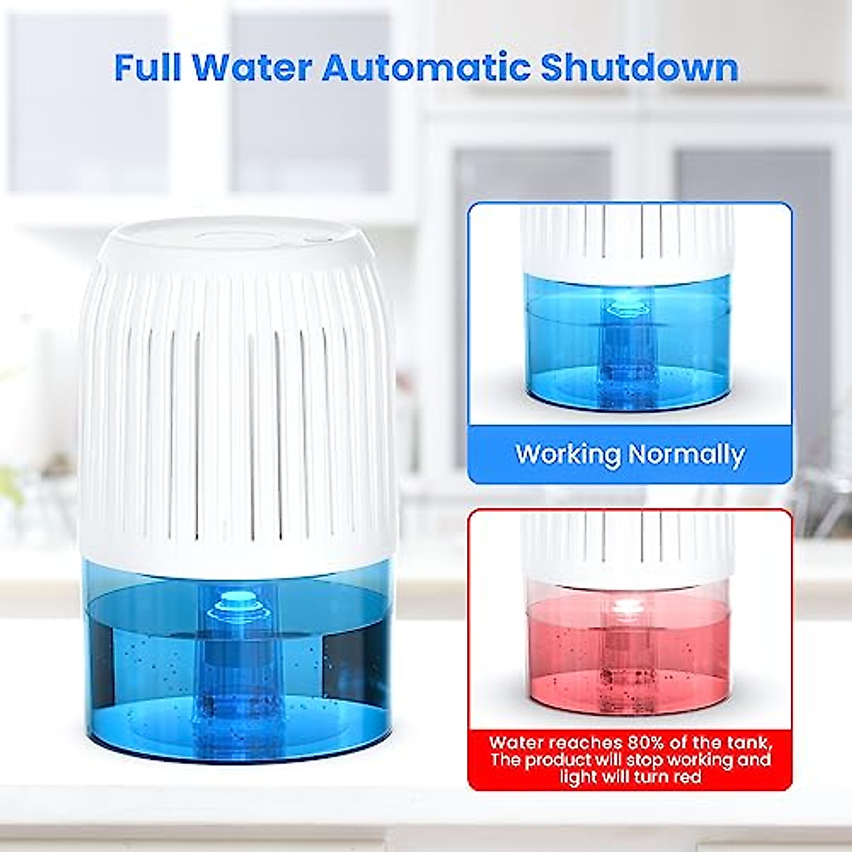 36Oz Upgraded Small Dehumidifiers for Home, DDVIVAL Dehumidifiers for Bathroom (320 sq.Ft),with Auto-off＆7 Color LED Lights,Quiet Energy Saving Mini Dehumidifiers for Bedroom Room RV Basement Closet