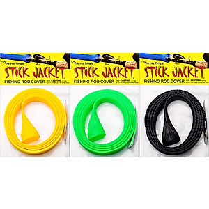 RITE-HITE Orin Briant Stick Jacket Fishing Rod Covers 3 Pack - Casting Yellow, Neon Green, & Black; Keep Your Rod Safe and from Getting Tangled……