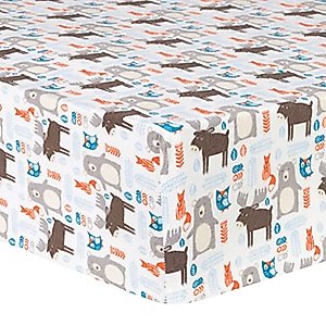 Trend Lab 100% Cotton Scandi Forest Deluxe Flannel Fitted Crib Sheet, 28x52 Inch (Pack of 1)