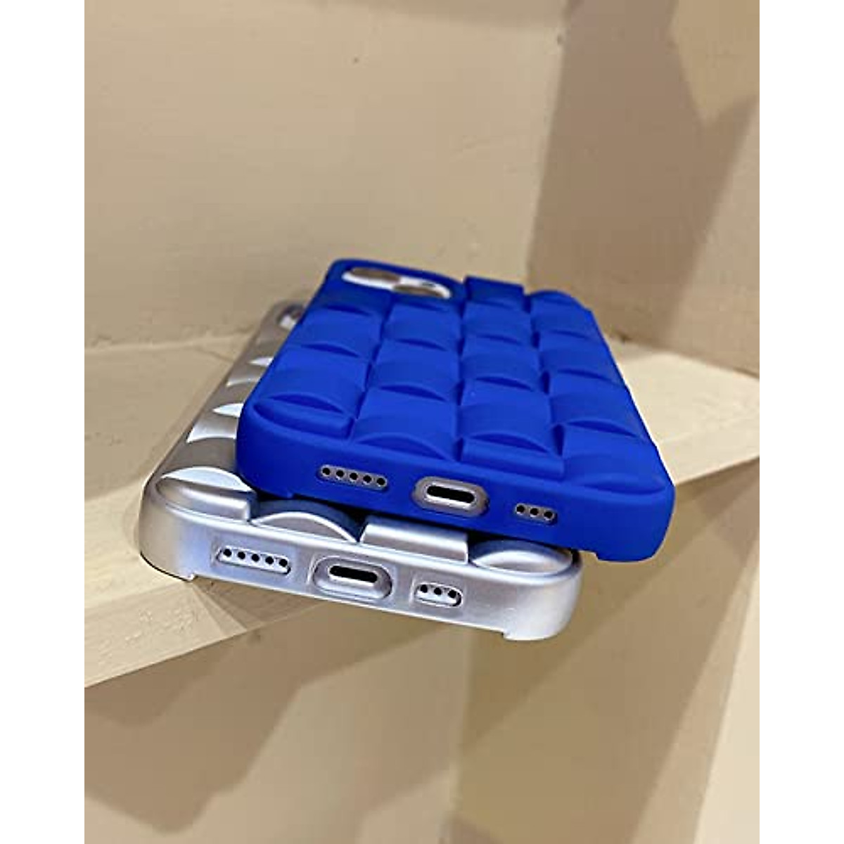 Ginkgonut Compatible with iPhone 13 Case or iPhone 14 Case for Women/Girls, Cute 3D Laid Desgin Soft Silicone Shockproof Raised Bumper Corners Case for iPhone 13 / iPhone 14（Silver）