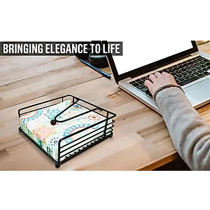 Fengzhe Napkin Holder for Table, Suitable for Kitchen, Restaurant, and Outdoor Use, Paper Cocktail Napkin Holder that Matches Various Dining Room Decor Styles, Black (7'' x 7''x 2.75'', Matte Black)