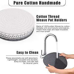 Billbotk 11.8" and 7" Hot Mats for Pots and Pans, 7 Woven Trivets for Hot Dishes, Pot Holders for Kitchen, Tabletop Accessories for Counter Heat Resistant