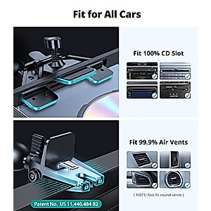 VICSEED 𝗠𝗶𝗹𝗶𝘁𝗮𝗿𝘆-𝗚𝗿𝗮𝗱𝗲 𝗦𝘁𝘂𝗿𝗱𝘆 Phone Mount for Car, 𝗨𝗽𝗴𝗿𝗮𝗱𝗲𝗱 𝗔𝗻𝘁𝗶 𝗦𝗵𝗮𝗸𝗲 CD Slot & Air Vent Thick Case Friendly Car Phone Holder Mount Fit for iPhone 14 13 All Phones