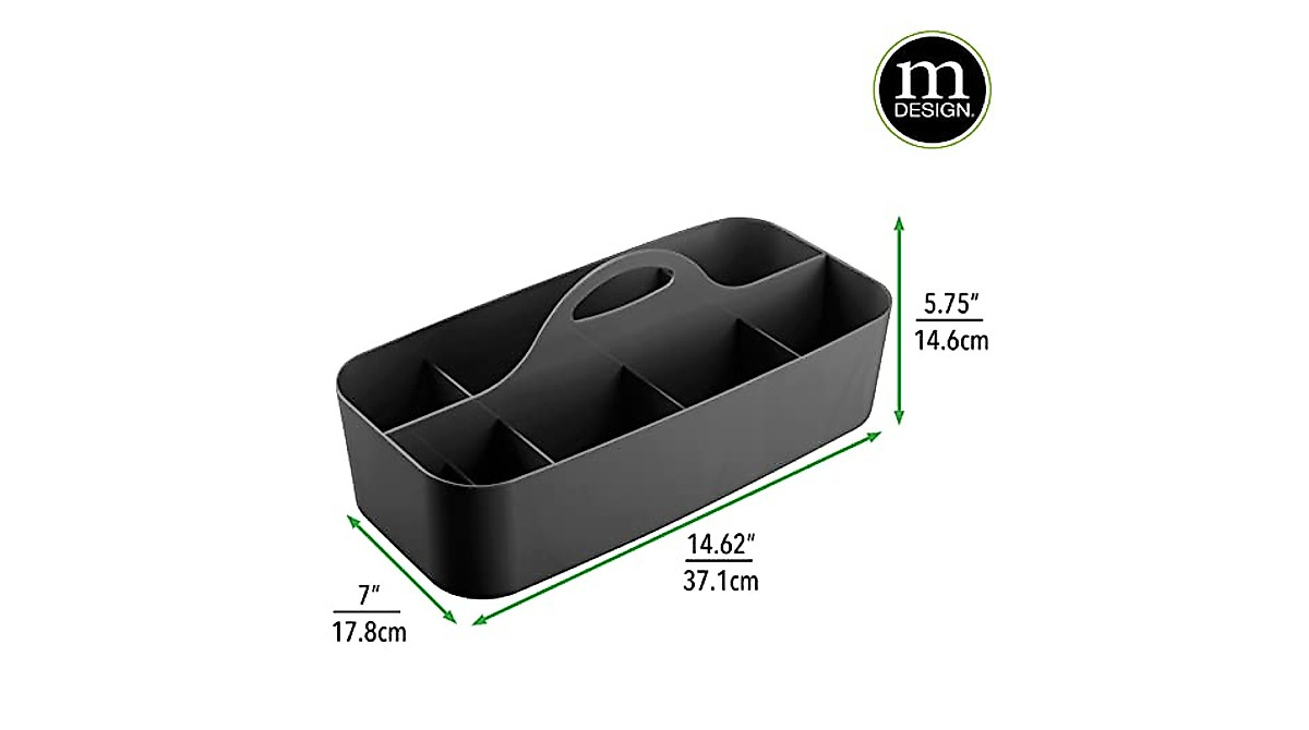 mDesign Large Plastic Office Organizer Caddy - Black