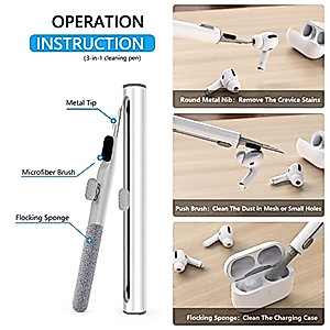 [4 in 1] AirPods Pro 2nd/1st Generation Case Cover with Cleaner kit & 3 Pairs Replacement Ear Tips with Noise Reduction Hole(S/M/L),Automatic Snap Switch Secure Case for Apple AirPods Pro 2nd/1st