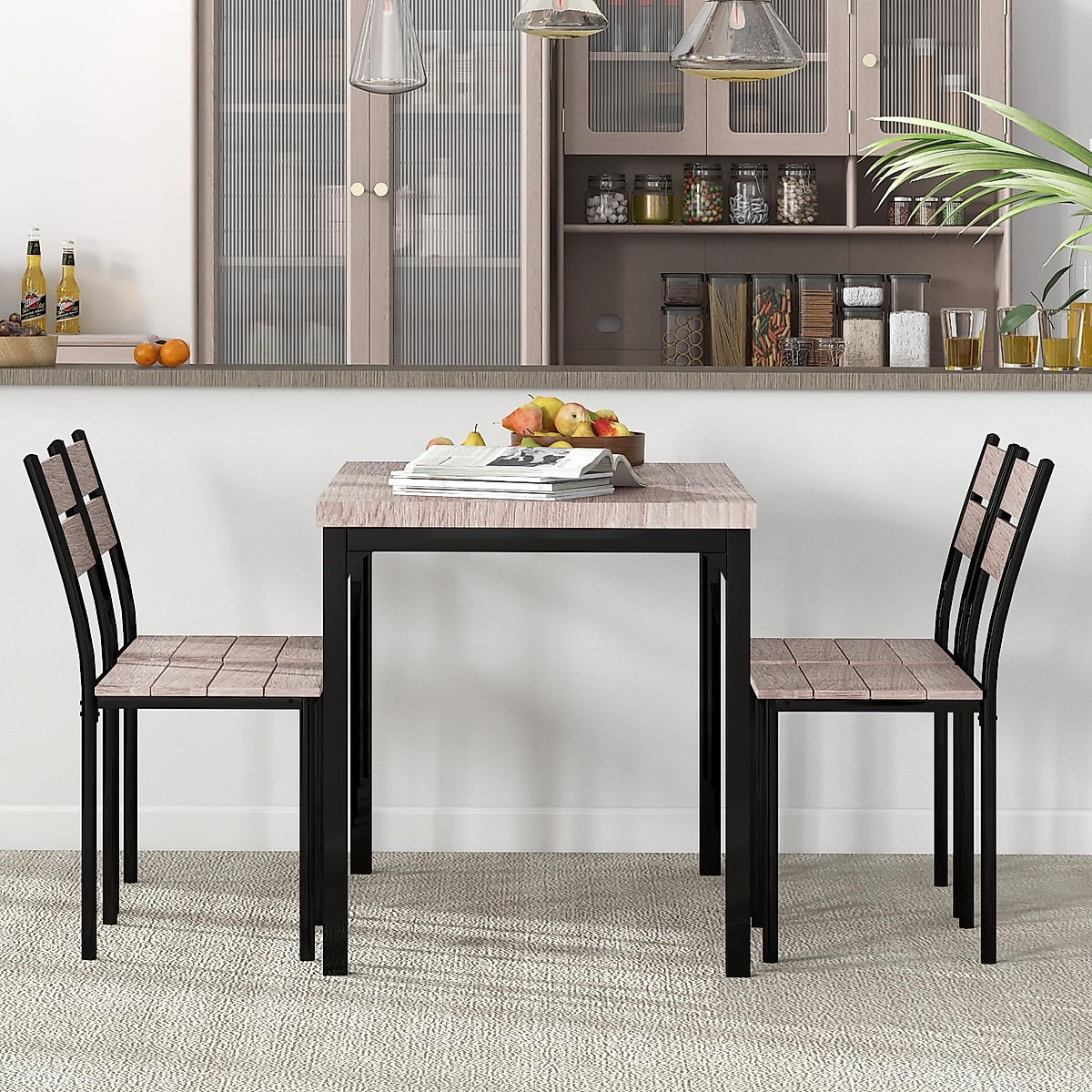 HOMCOM 5-Piece Dining Table Furniture Set Modern Industrial Table with 4 Chairs for Dining Room, Kitchen