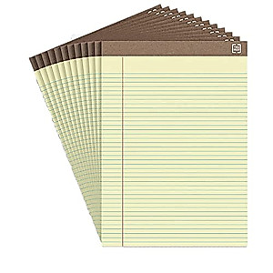 Staples 100% Recycled 8-1/2" x 11 3/4", Canary, Perforated Notepads, Narrow Ruled, 12/Pack