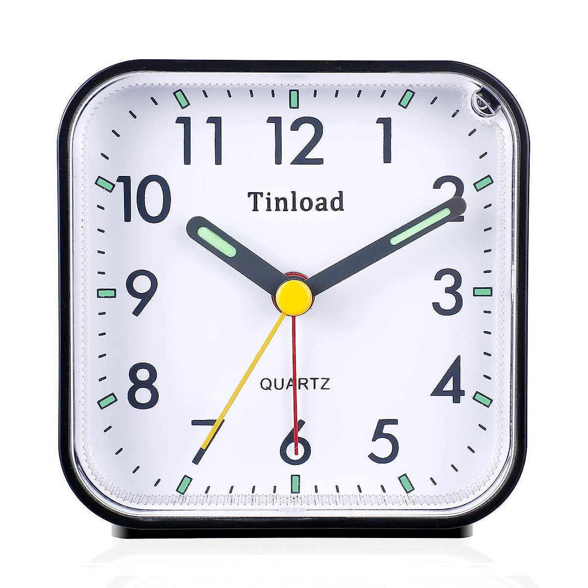 Tinload Small Battery Operated Analog Alarm Clock Silent Non Ticking, Ascending Beep Sounds, Snooze,Light Functions, Easy Set(Black)