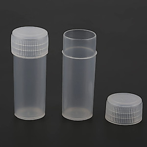 Hilitand 50Pcs 5ml Volume Plastic Sample Bottles Small Storage Container Test Tube Vial Storage Container 15mmx40mm/0.59x1.57inch