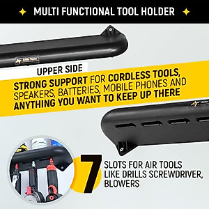 AT Universal Air Tools Holder with 7 Slots - Alitis Heavy Duty Garage Power Tool Organizer Wall Mount Plastic Cordless Power Tool Organizer and Storag