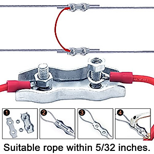 GradenNow Upgraded 25 PCS M5 Poly Rope Connector Wires Splicer Galvanized Steel Connector Kit for Electric Fences + 3 PCS Polyrope to Polyrope Connector Silicone Copper Conductive Wires + Sleeve Tool