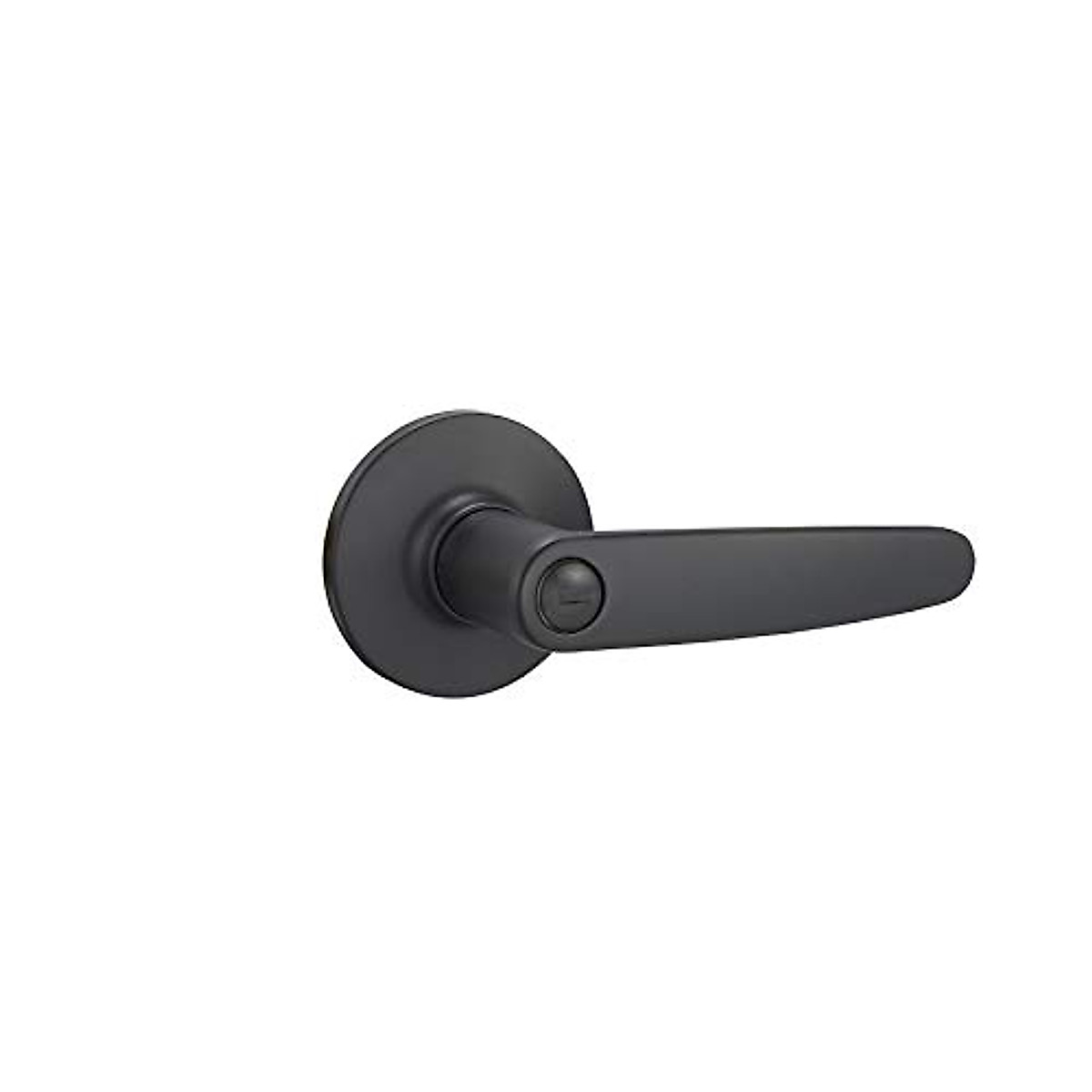 Amazon Basics Straight Door Lever With Lock, Privacy, Matte Black