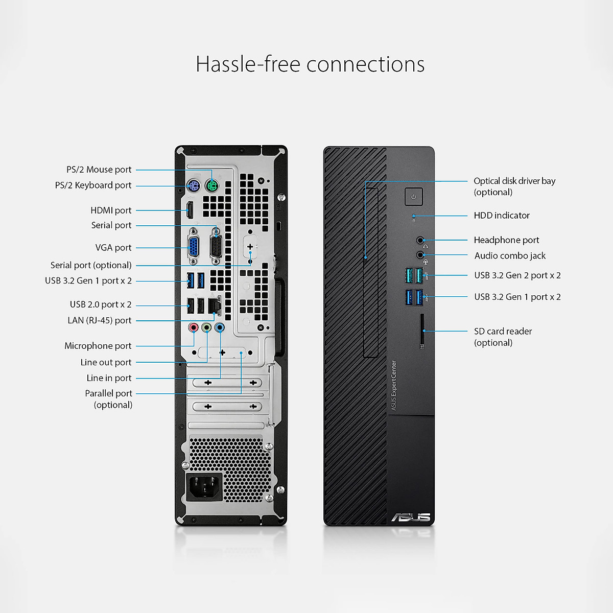 ASUS ExpertCenter D500SC Small Form Factor Desktop PC, Intel Core i5-11400, 8GB DDR4 RAM, 512GB PCIe SSD, TPM, Windows 11 Professional, Black, D500SC-XH503