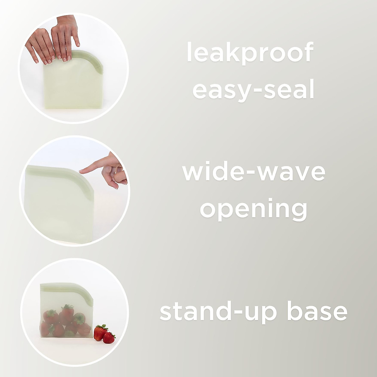 Lotus Reusable Silicone Food Storage Bags Silicone Freezer Bags-Microwave & Dishwasher Safe Reusable Storage Bags Silicone Zip Lock Bags, BPA Lead Toxin Free Sustainable Silicone Storage Bags for Food