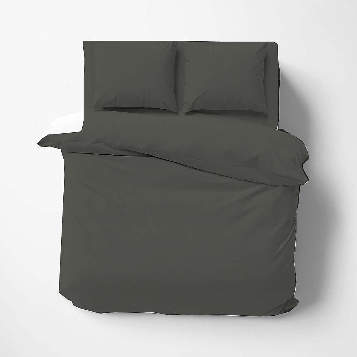 Duver Cover Dark Grey Duvet Covers Super King Size- Washed Cotton Like Soft Duvet Cover Set 3 Pieces with Zipper Closure, 1 Duvet Cover 98X108 inches and 2 Pillow Cases (Super King-Dark Grey Solid)