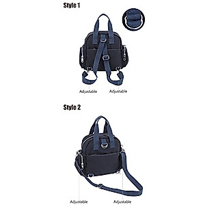 2 IN 1 Womens Nylon Casual Tote Bag Backpack Crossbody Shoulder Bag Handbag With Adjustable Strap Waterproof (Navy blue)