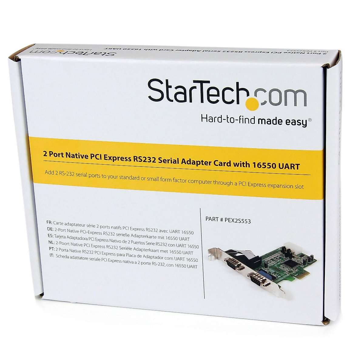 StarTech.com 2-Port PCI Express RS232 Serial Adapter Card, PCIe to Dual Serial DB9, Windows/Linux, TAA - Replaced by PEX2S553