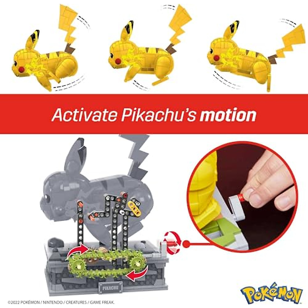 Mega Pokémon Building Toys Set Motion Pikachu with 1092 Pieces and Running Movement, for Adult Collectors