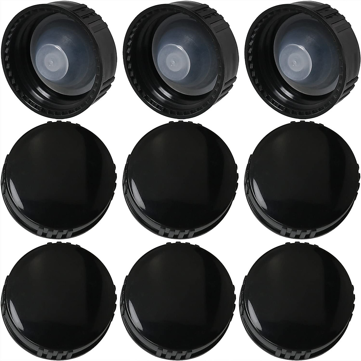 MEETOOT 12pcs Phenolic Resin Cover 28mm Black Poly Seal Screw Caps for Daily Chemicals, Food, Cosmetics Bottles