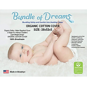 Bundle of Dreams Eco Air Organic Baby Crib Mattress Water Repellent Zipper Cover, 5-Inch (Cover Only)