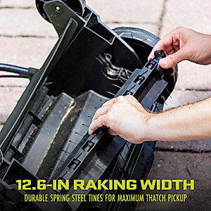 Sun Joe AJ798E 12-Amp 13-Inch Electric Dethatcher and Scarifier w/Removeable 8-Gallon Collection Bag, 4-Position Height Adjustment, Airboost Technology Increases Lawn Health