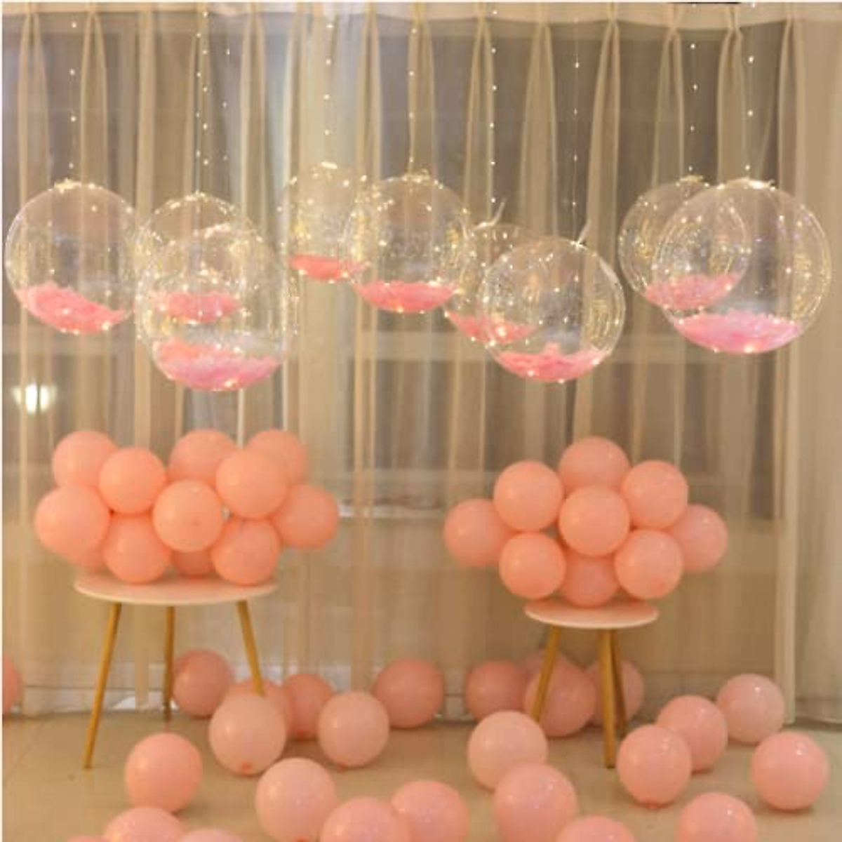 10 PACKS LED Bobo Balloons,Transparent LED Light Up Balloons,Helium Style Glow Bubble Balloons with String Lights for Party Birthday Wedding Festival Decorations (Pink)