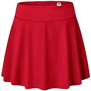 BLEVONH Skorts Skirts for Women Drawstring Waist Pleated Skirt Ladies Loose Fit Tennis Skort with Liner Womens Shorts for Summer Red L