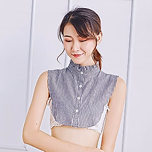 HALITOSS Women's Lovely Multi Style Fake Collar Leisure Dickey Half Shirt Decorative False Collar (900Black, One Size)
