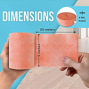 JJ CARE Waterproofing Membrane [4Mil - 5" x 98.5ft] - Polyethylene Waterproof Membrane, Shower Waterproofing Tile Underlayment Membrane, Crack Prevention Shower Membrane for Floors & Walls - 1 Roll