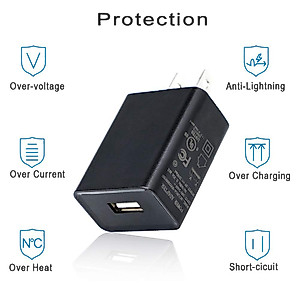 Micro Wall Charger Compatible with Samsung Galaxy Tab A 10.1 (2016), 8.0, 7.0, 9.7, Tab E, S2, Tab 4, 3, SM-T580/ 550/530/ 387/585/ 290/295 Tablet with 5Ft Charging Cable Cord (Black)