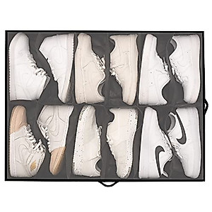 Under Bed Shoe Storage Organizer, Set of 2 for 24 Shoes - Slide This Sturdy Shoe Organizer Under Bed to Declutter & Save Space - 2 Underbed Storage Containers Come in Chic Gray with Clear Windows