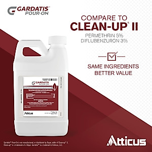 Gardatis Pour-On Insecticide with IGR (1/2 Gal) by Atticus - Control Lice, Flies, and Ticks on Cattle and Horses - Compare to Clean-Up II - Permethrin 5.0% and Diflubenzuron 3.0%