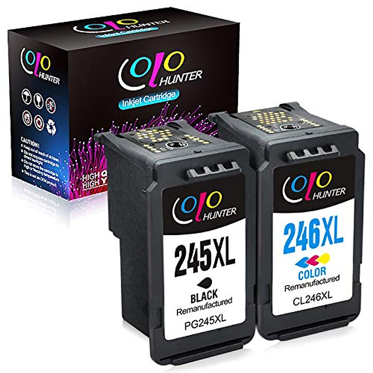 Colohunter Remanufactured Ink Cartridge Replacement for Canon PG-245XL CL-246XL PG-243 CL-244 to use with Pixma TS202 TS3120 TR4520 MG2922 MG3020 IP2820 MG3022 MG2420 MX490 MX492 (2-Pack)