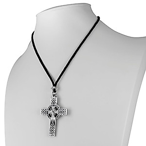 Men's Pewter Celtic Knot Cross Pendant Necklace