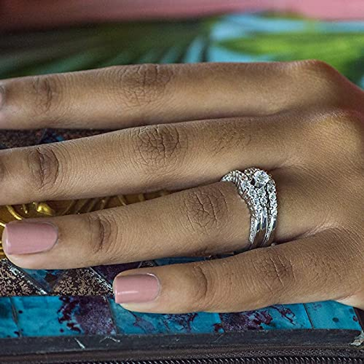 TwoBirch Sterling Silver Vintage Ring Guard with Filigree Designs With Cubic Zirconia (0.71 ct.) (sterling-silver, 9)