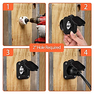 Bundle Set| WELLUCK 15 Amp 125V AC Power Inlet Port Plug with Integrated Dual 18" Extension Cord, NEMA 5-15 RV Flanged Inlet with Waterproof & Back Cover Y Splitter Cable, 2 Pole 3-Wire Shore Power Pl