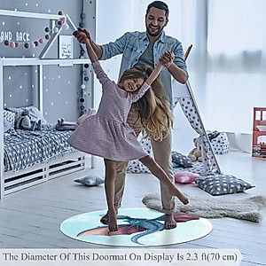 Rug Flying Dragon Blue Sky Round Play Mat Crawling Mat Floor Playmats Washable Game Blanket Tummy Time Play Mat 39.4x39.4 inches