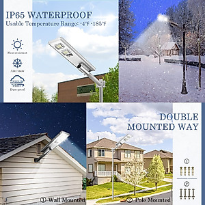 Lovus 1200W Commercial Solar Street Lights, 30000LM LED Outdoor Solar Flood Security Light Dusk to Dawn with Motion Sensor for Parking Lot, IP65 Waterproof Wall or Pole Mount Light, ST100-033